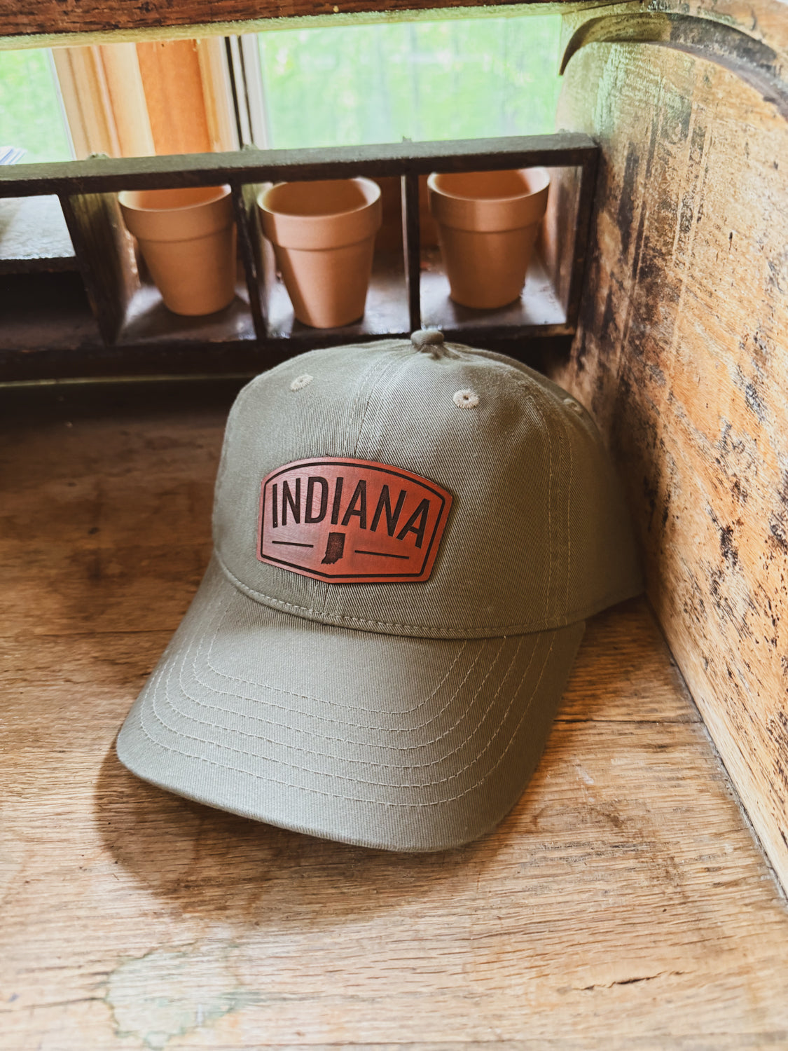 Indiana Arch Patch on Olive Hat – Left Grain