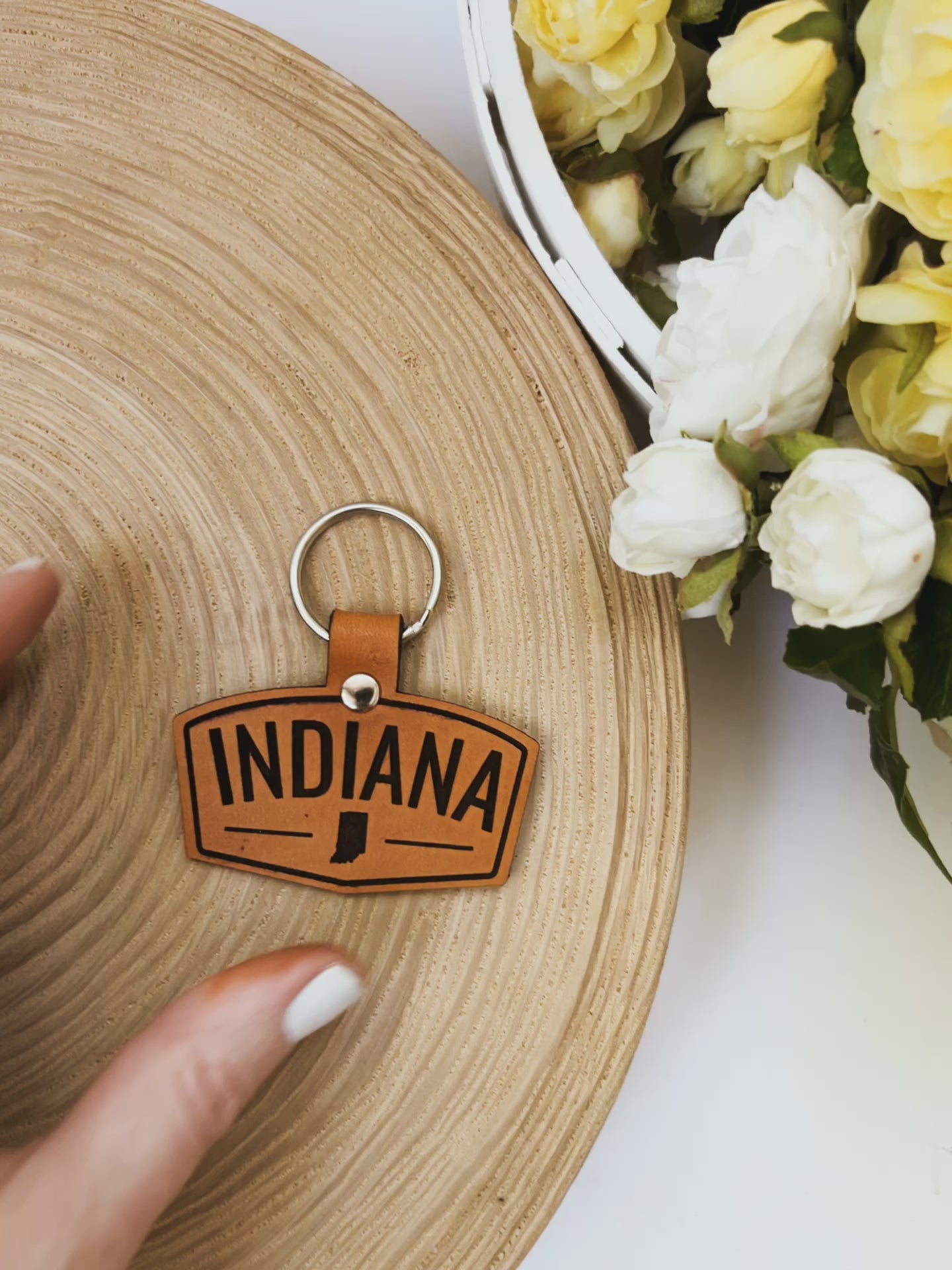 Indiana Patch Keychain – Left Grain